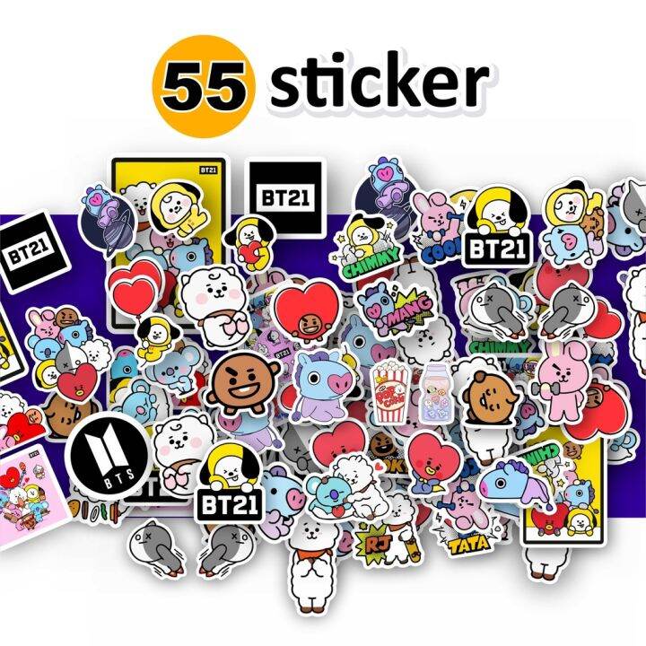 55 PCS STICKER BT21 BTS ANTI AIR UNTUK LAPTOP CASE TUMBLER KOPER HP ...