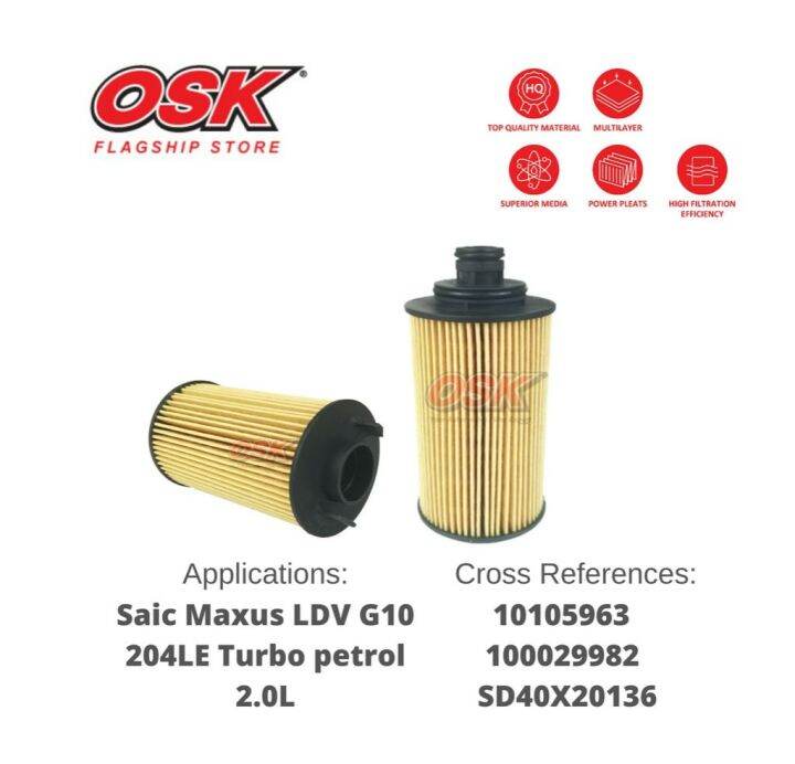 OSK OIL FILTER for SAIC MAXUS LDV G10 204LE TURBO PETROL 2.0L, 950/RX5 ...