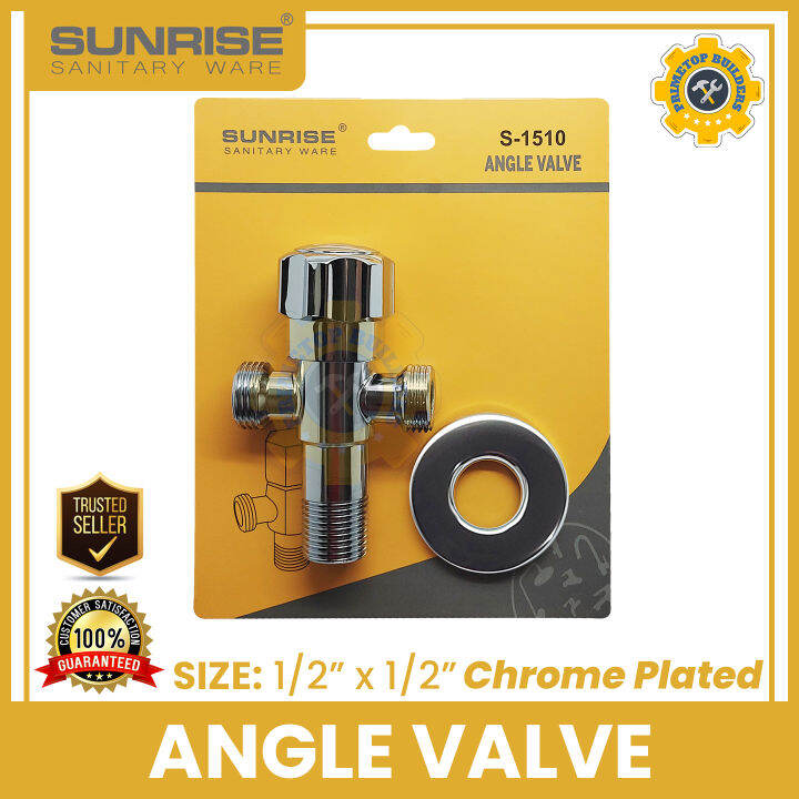 SUNRISE Angle Valve Two Way 1/2" x 1/2" Chrome Heavy Duty S-1510 ...