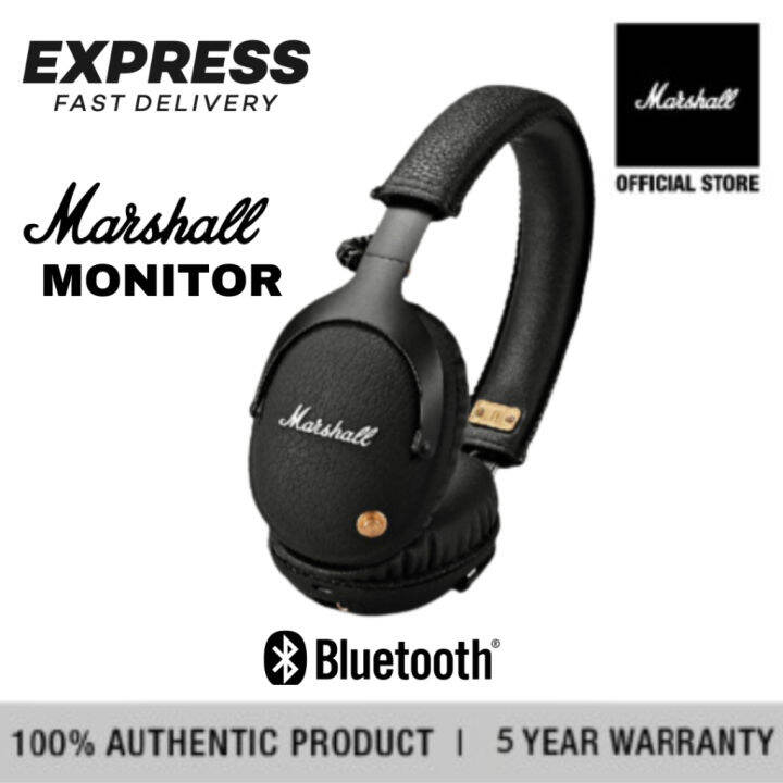 Marshall Monitor Bluetooth headphones Over-Ear Wired Headset Mic Remote ...