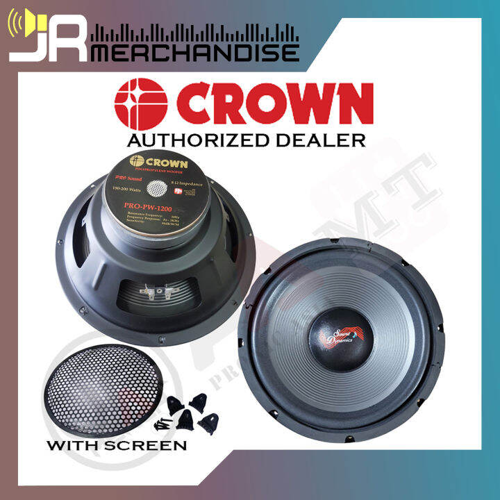 Crown (PRO-PW-1200) 12 inches 200 watts Woofer Speaker + SC12 Screen 12 ...