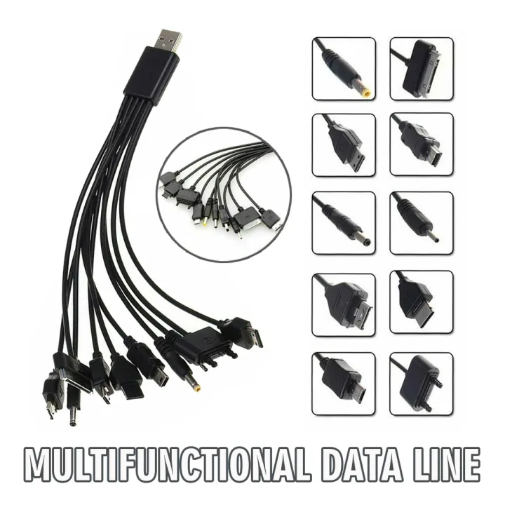 Yufei 1pcs New 10 in 1 USB Universal Multi Pin Charger Cable USB Phone ...