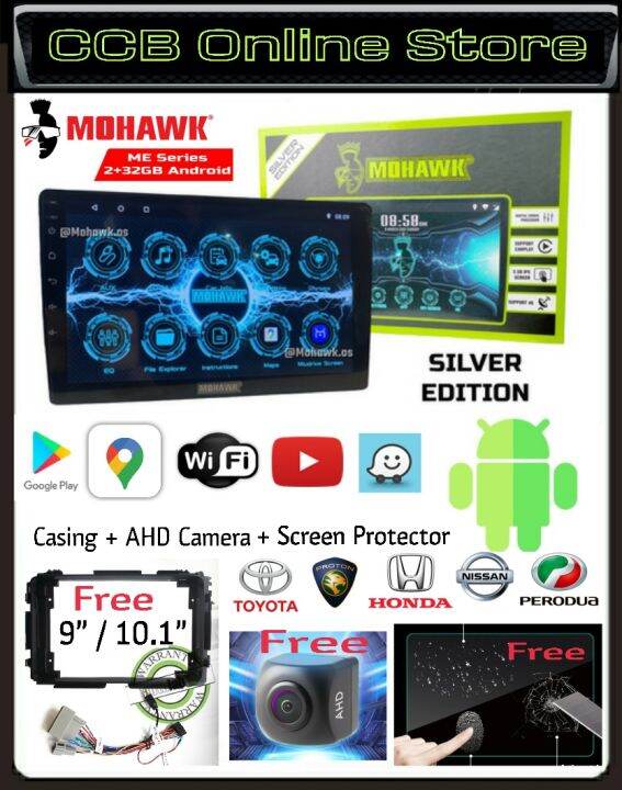 MOHAWK 2 Ram + 32GB Rom 9"/10.1" IPS AHD / Bluetooth ME Series Silver Edition Car Android Player ...