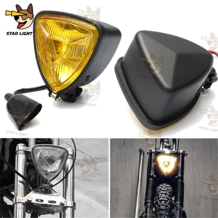 HARLEY TRIANGLE HEADLIGHT 12V H4 35W HI/ LOW MOTORCYCLE MODIFICATION ...