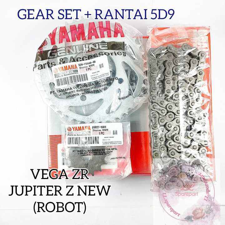 GEAR SET + RANTAI ORI YAMAHA 5D9 VEGA ZR JUPITER Z NEW ROBOT KUALITAS ...