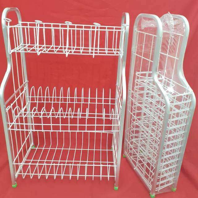 Rak Piring Gelas Susun 3 Besi Kokoh Kotak Berkualitas | Lazada Indonesia