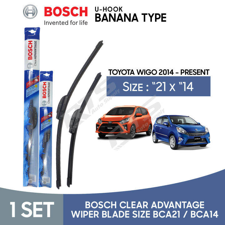 Bosch Clear Advantage Banana Type Wiper Blade Toyota Wigo 2014 - 2020 BCA21 BCA14 1 Set | Lazada PH