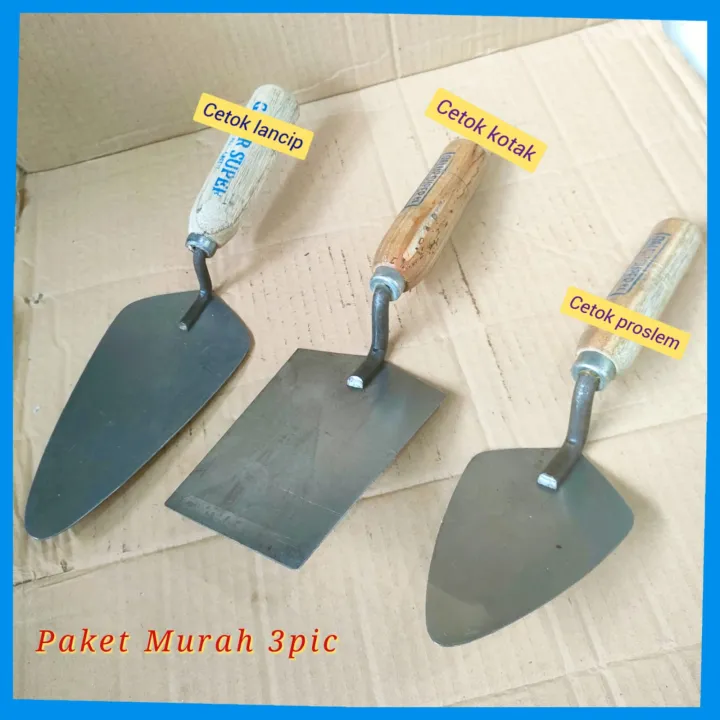Cetok lancip 18CM.Cetok Kotak dan cetok poslen STAINLESS ASL ( 3IN1 ...
