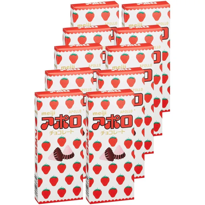 10pcs of Meiji apollo strawberry chocolate cones 46g | Lazada PH