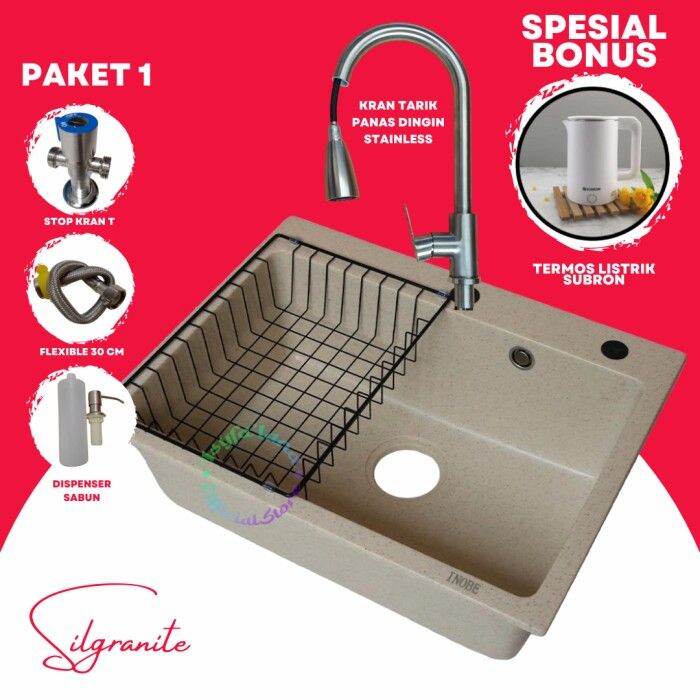 kitchen sink silgranite putih by Inobe 6045 / sink cuci piring granit ...