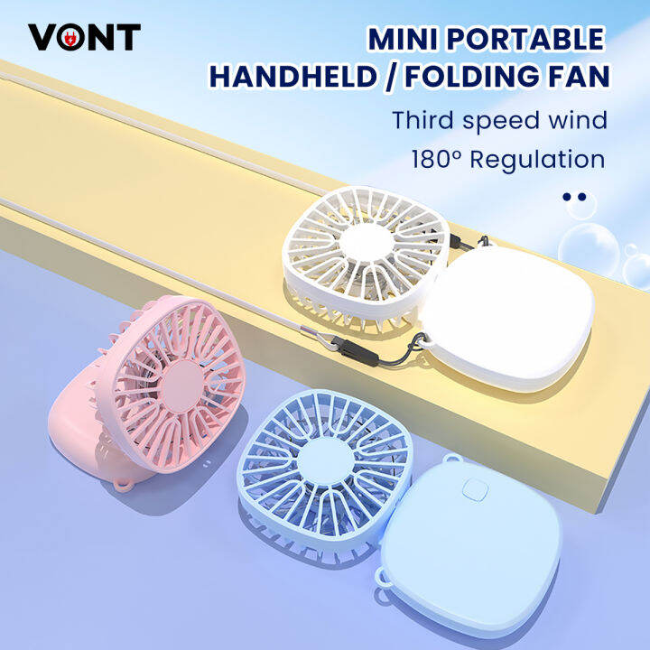 VONT Mini Fan USB Charging Portable Foldable Pocket Fan 3 Speed ...