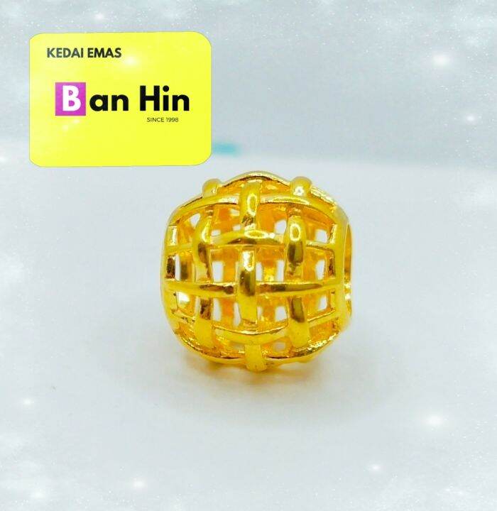 916 GOLD CIRCLE SHAPE CHARM PENDANT/LOKET BENTUK BULAT CHARM EMAS 916 ...