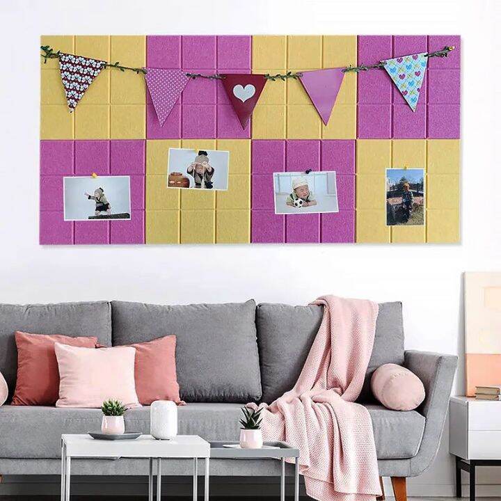 Square Felt Wall Tiles Creative Photo Letter Memo Notice Board DIY ...