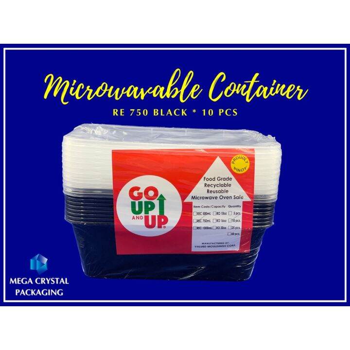 Microwavable Container RE 750 - Rectangular 750 ml Black Body Clear Lid ...
