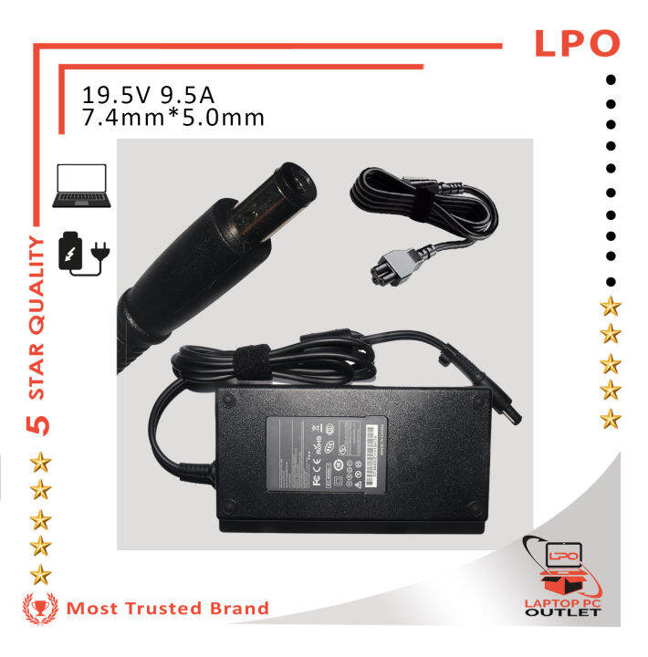 LPO Laptop Charger Adapter HP 19.5V 9.5A, Circle Pin 7.4mm x 5.0mm ...
