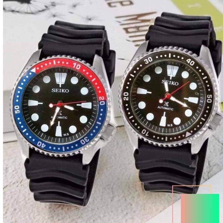 Seiko Day & date Diver's Black Dial Resin Band Watch for Men | Lazada PH