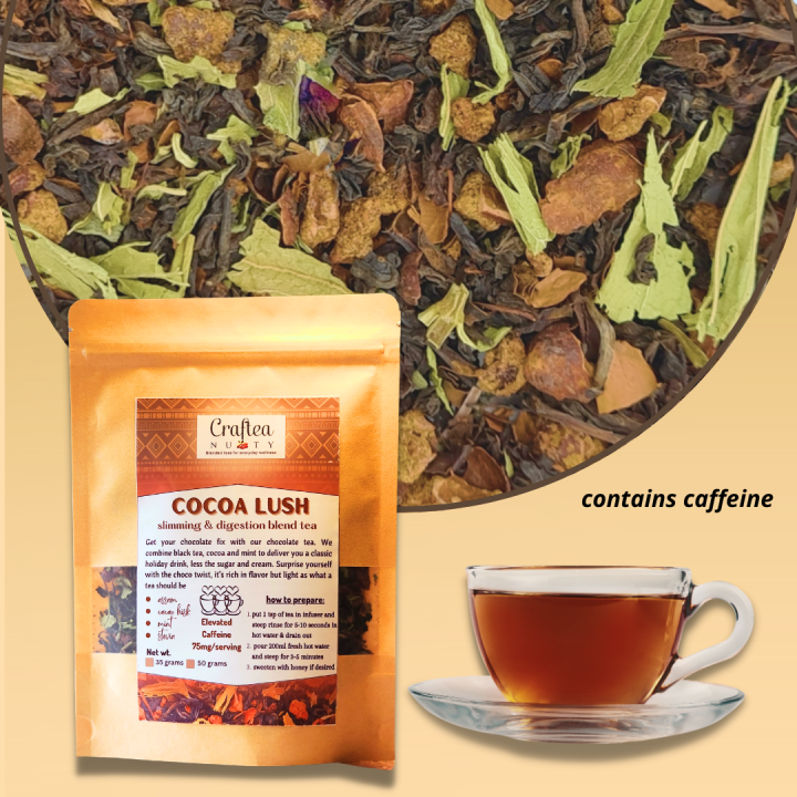 Craftea Nutty Cocoa Lush Chocolate tea keemun black tea with cocoa nibs, vanilla and mint cocoa ...