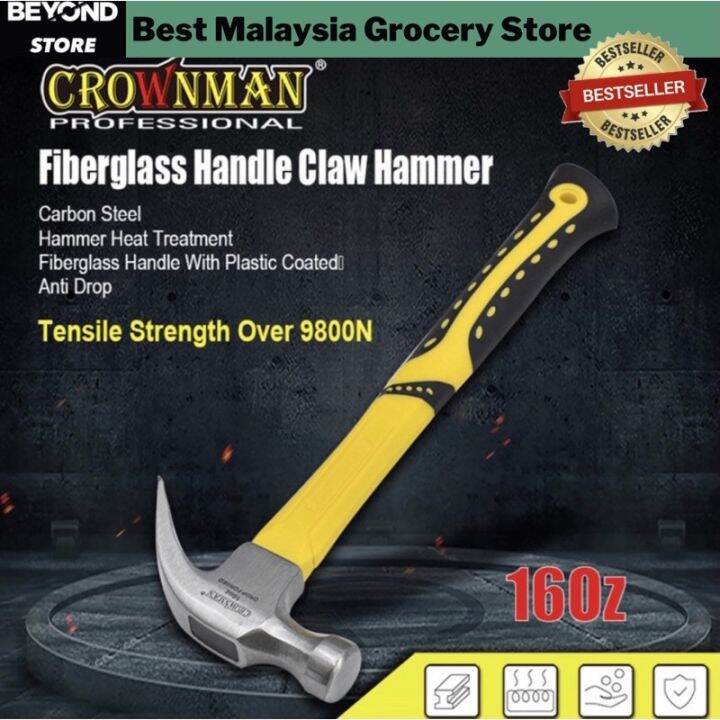 CROWNMAN 16oz Claw Hammer with Fiber Handle | Tukul Besi Stainless ...