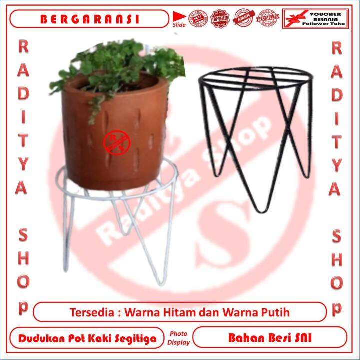 Dudukan Pot Kaki Segi Tiga Dari Besi | Raditya Shop | Standing Pot Hias ...