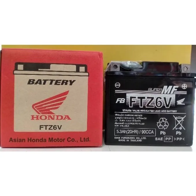 แบตเตอรี่ แท้ ฮอนด้า 12V FTZ6V ใช้สำหรับ PCX 125-160 CLICK 125-160 CB ...