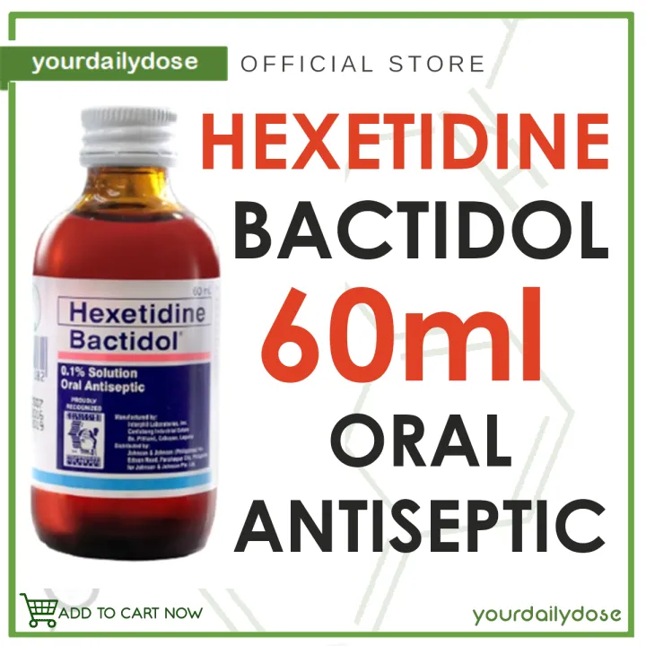 Hexetidine Bactidol 60ml Mouthwash Sore throat Mouth infections relief ...