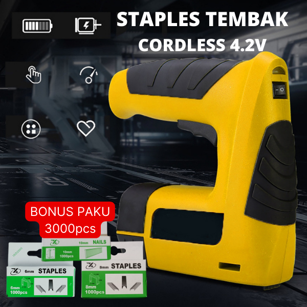 Staples Tembak 2 in 1 Kayu Jok Kulit Cordless Baterai 4.2V | Lazada ...