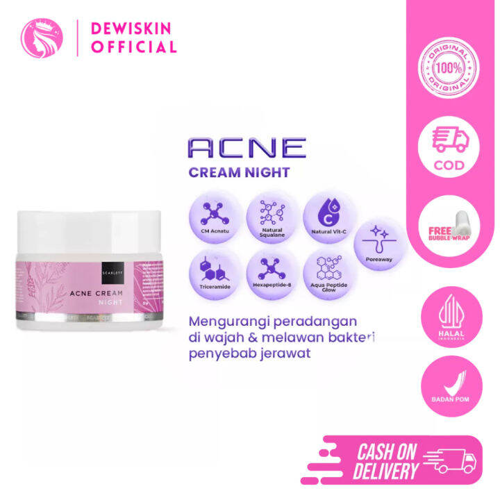 Krim Malam Acne Night Scarlett Whitening Isi 20Gr - Mengatasi Jerawat ...