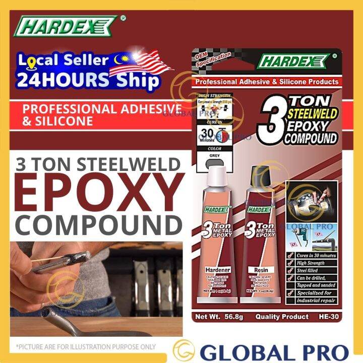 HARDEX 3 Ton Steelweld Epoxy Compound 56.8g (HE-30) Steel Repair Tank ...
