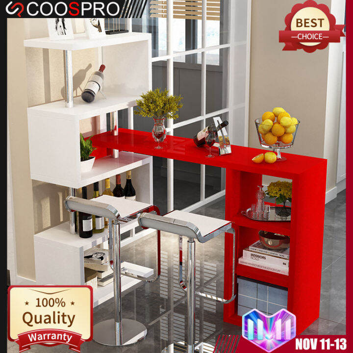 Coospro Mini Bar table with Wine Rack 360 Swivel Bar Counter Table for ...