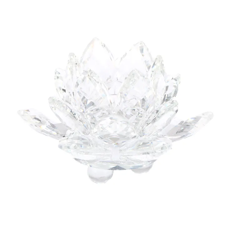 60mm Quartz Crystal Lotus Flower Crafts Glass Fengshui Ornaments ...