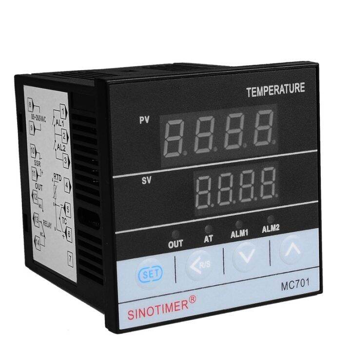 SINOTIMER MC701 Digital PID Temperature Controller Waterproof K Type PT100 Sensor Input Relay ...