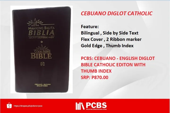 PCBS Cebuano English Diglot Bible Catholic Edition Gold Edge with Thumb ...