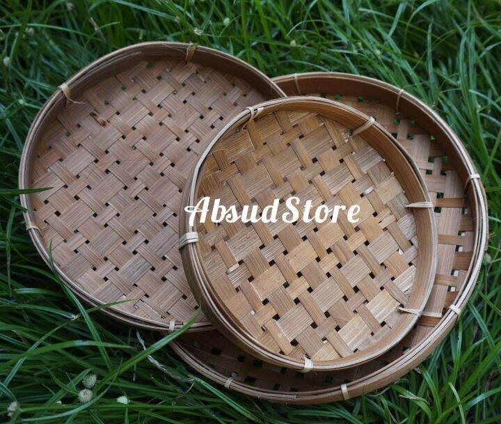 (14Cm) Piring Makan Bambu Bulat Piring Lalapan Bambu Piring Lidi Tempat ...