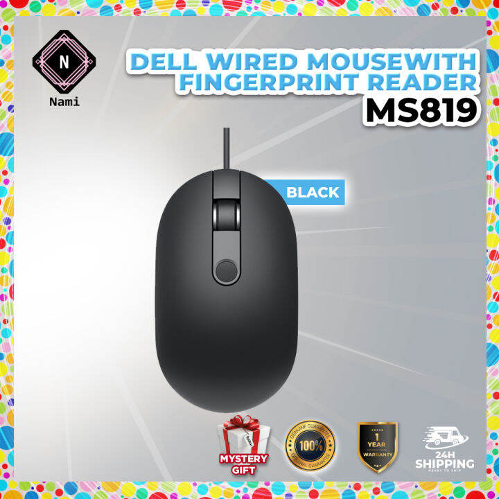 Genuine Dell MS819 1000 DPI USB Wired Optical Mouse with Fingerprint ...