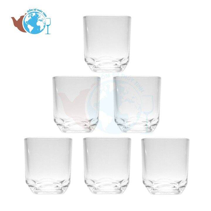 Bộ 6 ly thủy tinh bầu lùn góc 225ml | Lazada.vn