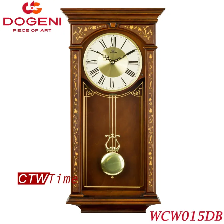 DOGENI Wooden Wall Clocks นาฬิกาแขวนไม้ รุ่น WCW015DB (สีน้ำตาล) | Lazada.co.th