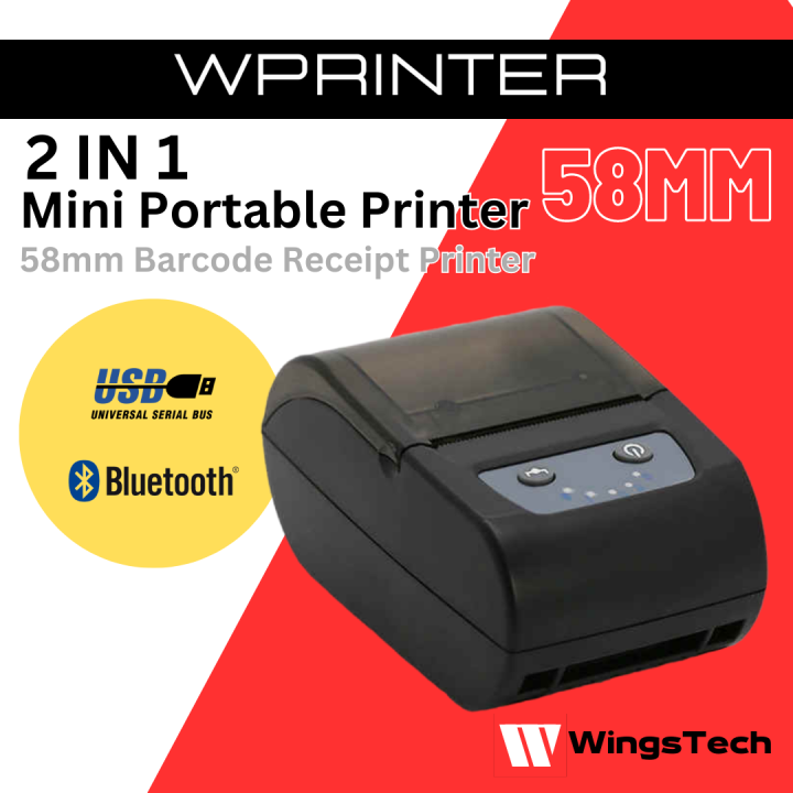 Wprinter BT-58D 58mm Mini USB + Bluetooth Barcode/Label/Sticker Printer ...