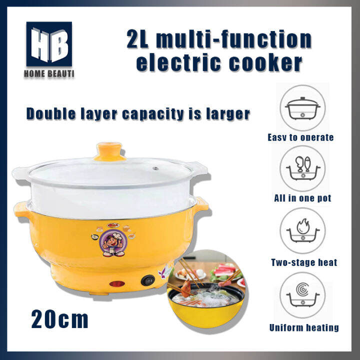 20CM/2L multi-function electric cooker, adjustable temperature, electric frying pan,electric ...