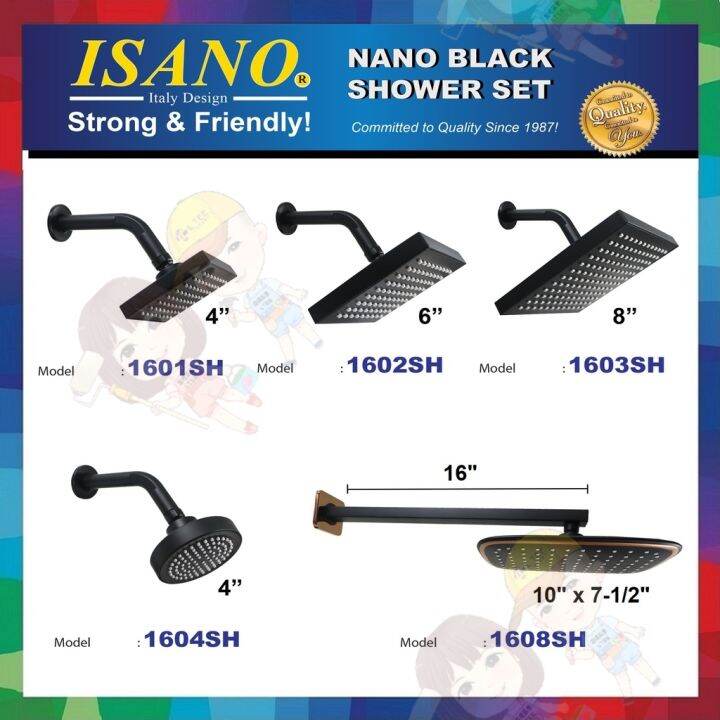 Isano Shower Head 360 Degree Rainfall Showerhead Square Set Wall ...