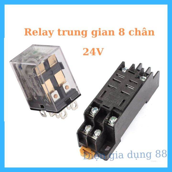 Rơ le trung gian, relay kiếng Omron 24V 10A, role 8 chân to, có đế | Lazada.vn