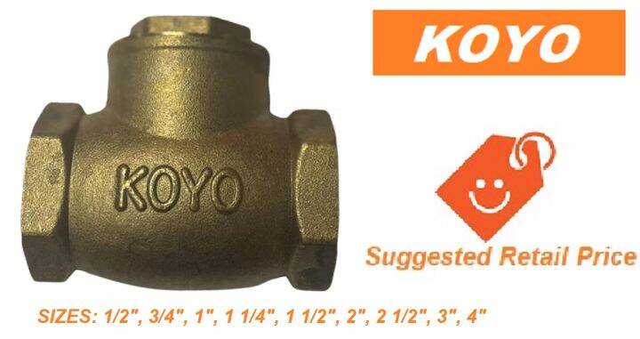 Check Valve Koyo Swing Brass Type, Genuine Parts (inches sizes: 1/2, 3/ ...