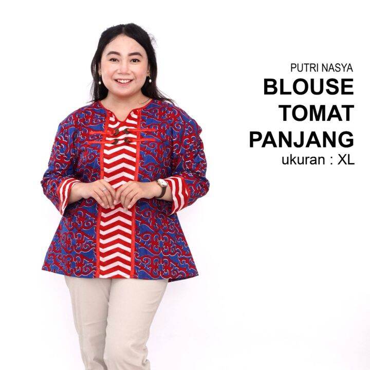 Atasan Batik Blouse Big Size Wanita Lengkap S M L Xl 2l 3l 4l 5l 6l 7l