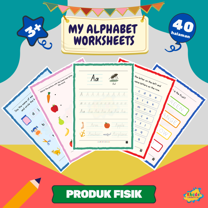 Termurah! 40 Lembar Worksheet Aktivitas Anak Belajar Huruf dan Menulis ...