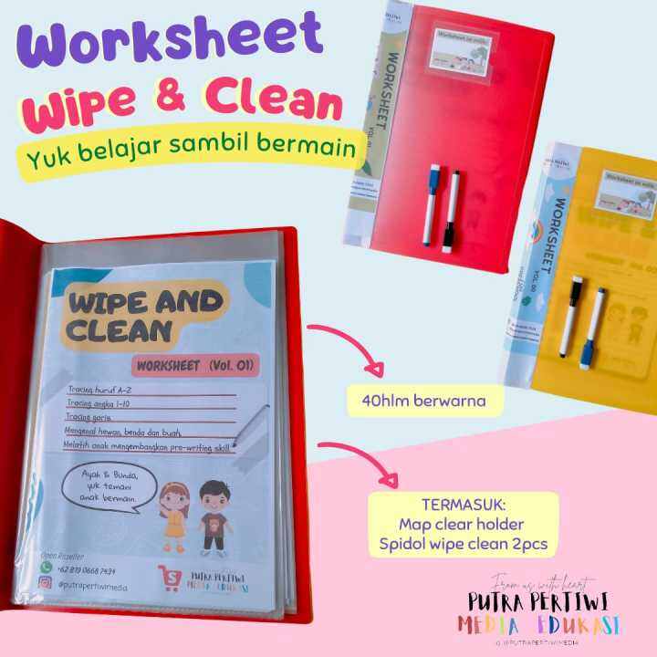 WORKSHEET ANAK WIPE AND CLEAN 40 halaman berwarna | Lazada Indonesia