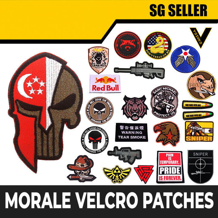 [SG SELLER] MORALE VELCRO PATCHES EMBROIDERED, RUBBER, PVC, PIN MORALE PATCHES MANY STYLES AND ...