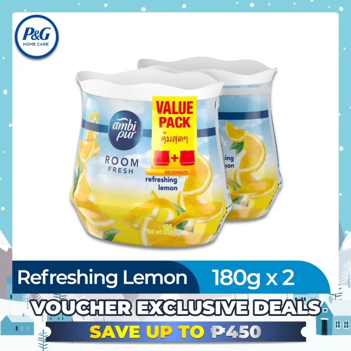 AMBI PUR Room Freshener Gel Refreshing Lemon 180g x 2 | Lazada PH