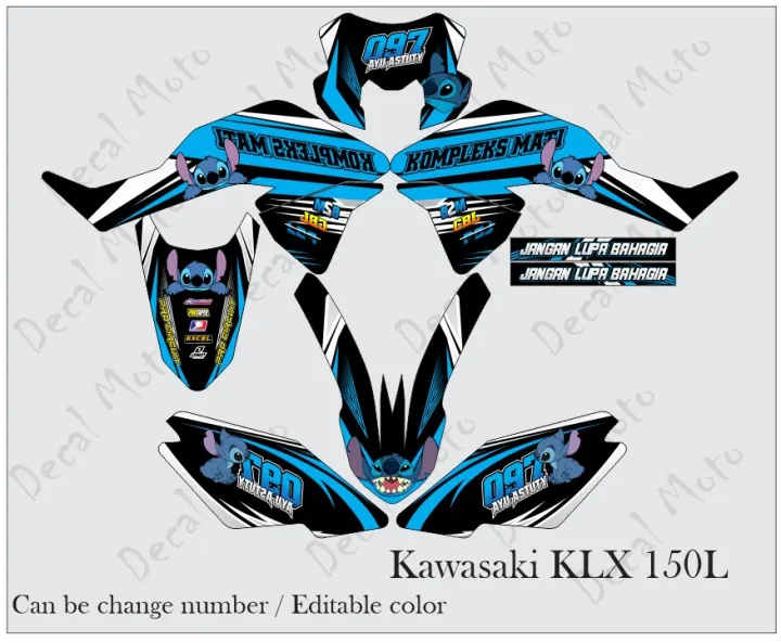 Sticker decals for kawasaki klx 150 L, STITCH BLUE | Lazada PH