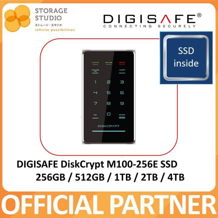 DIGISAFE DiskCrypt M100-256E USB 3.0 SSD 256GB / 512GB / 1TB / 2TB ...