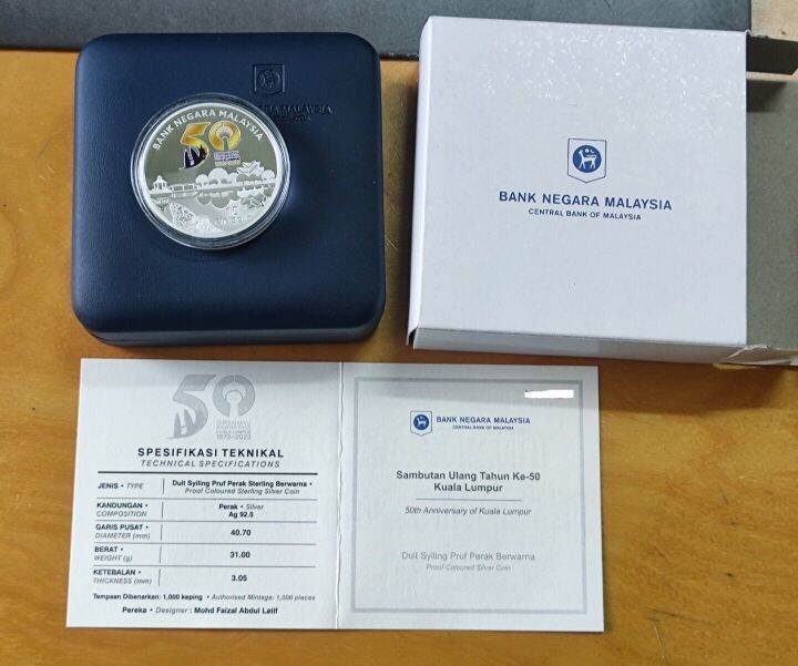 KL50 KL City 2022 1971-2022 50 Years Kuala Lumpur City Malaysia Single Silver Proof Coin Set ...