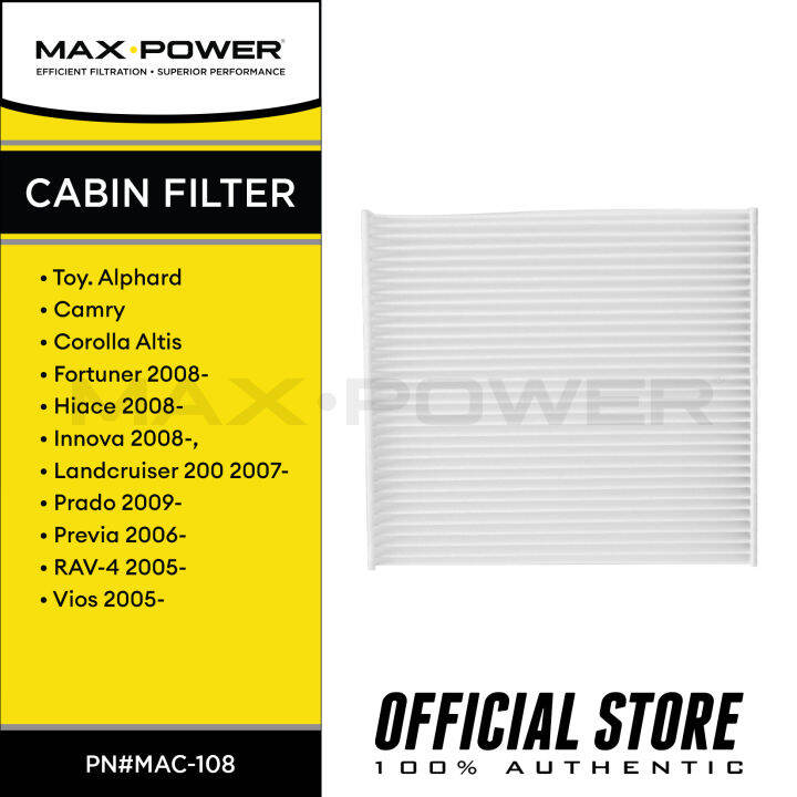 MAX Power Cabin Air Filter MAC-108 for Toyota Alphard, Camry, Corolla ...